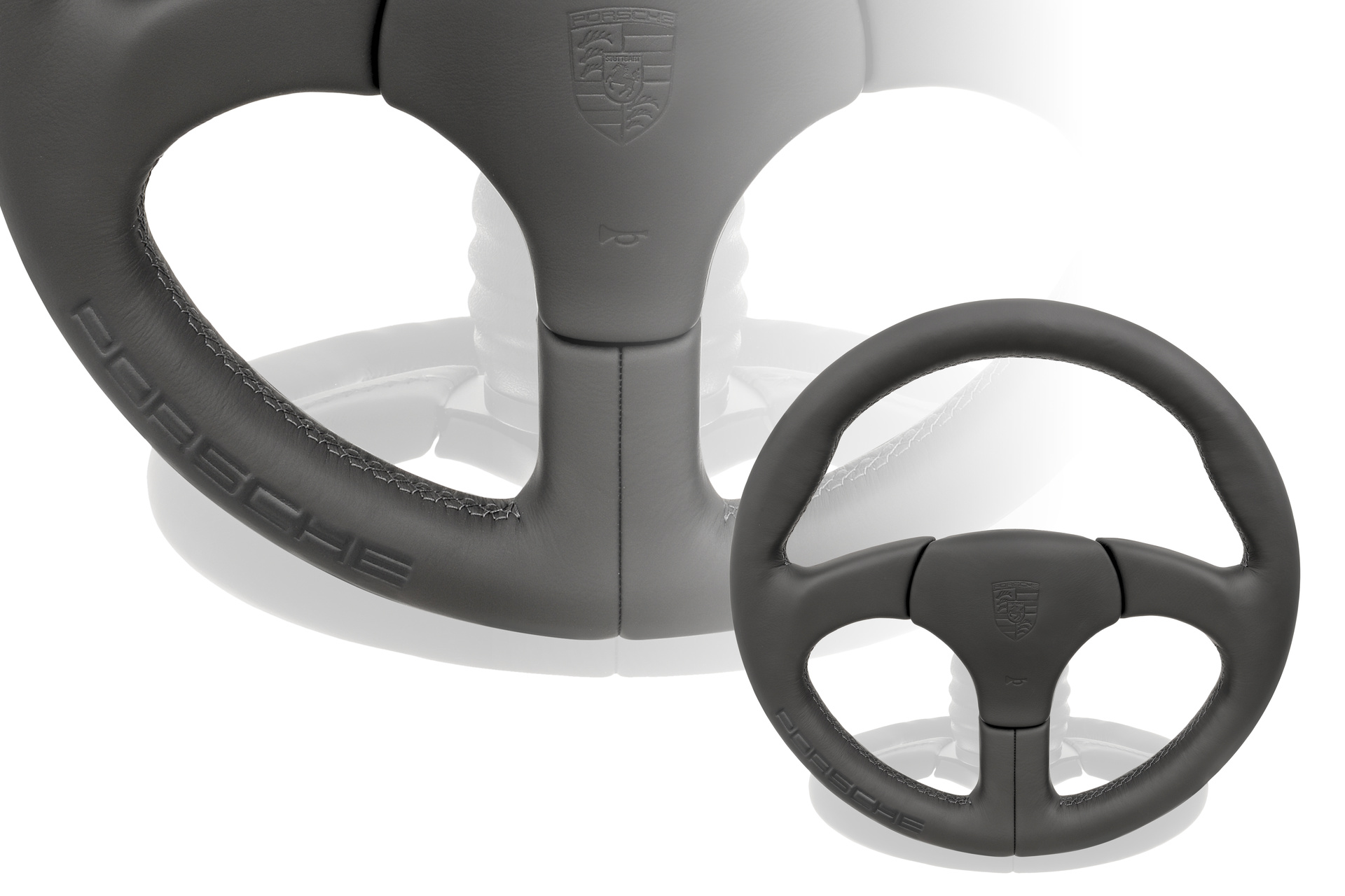 Three-Spoke Steering Wheel With Porsche Lettering: RACCAR Automotive