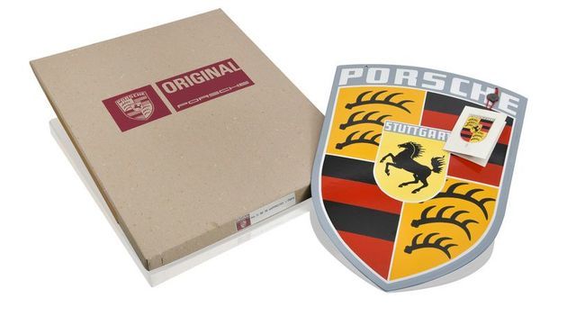 Porsche Enamel Crest Wall Sign: RACCAR Automotive