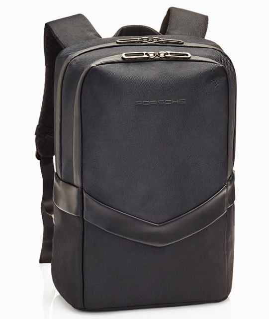 Porsche Black Double Pocket Backpack: RACCAR Automotive