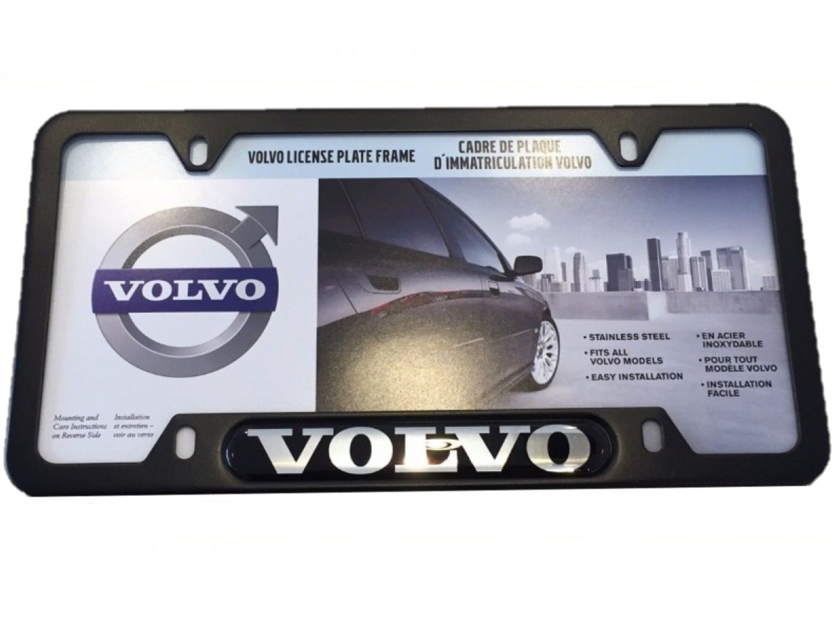 Volvo License Plate Frame - Black - Volvo Logo: RACCAR Automotive