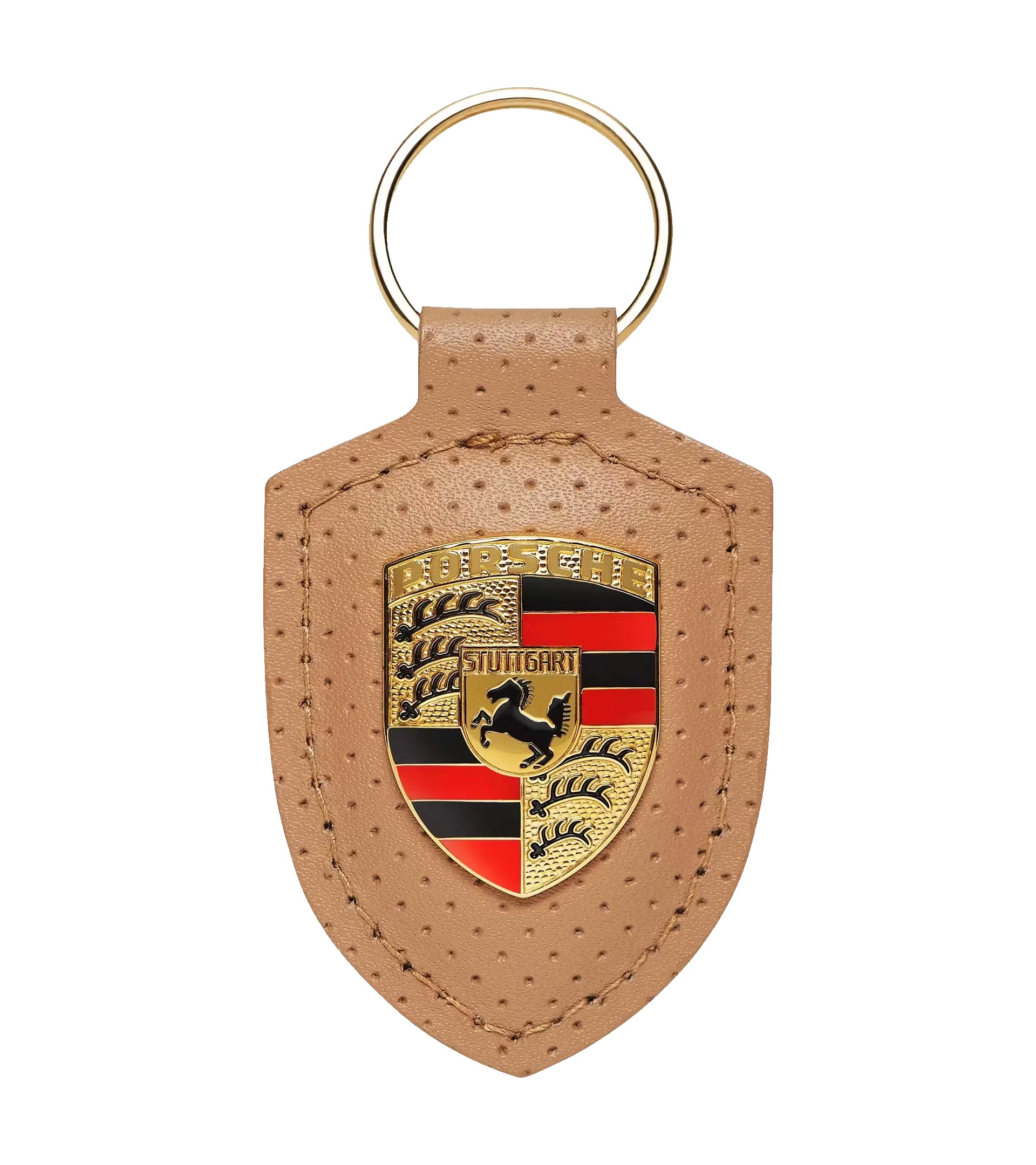 Porsche Crest Key Ring - Heritage Edition, Beige: RACCAR Automotive