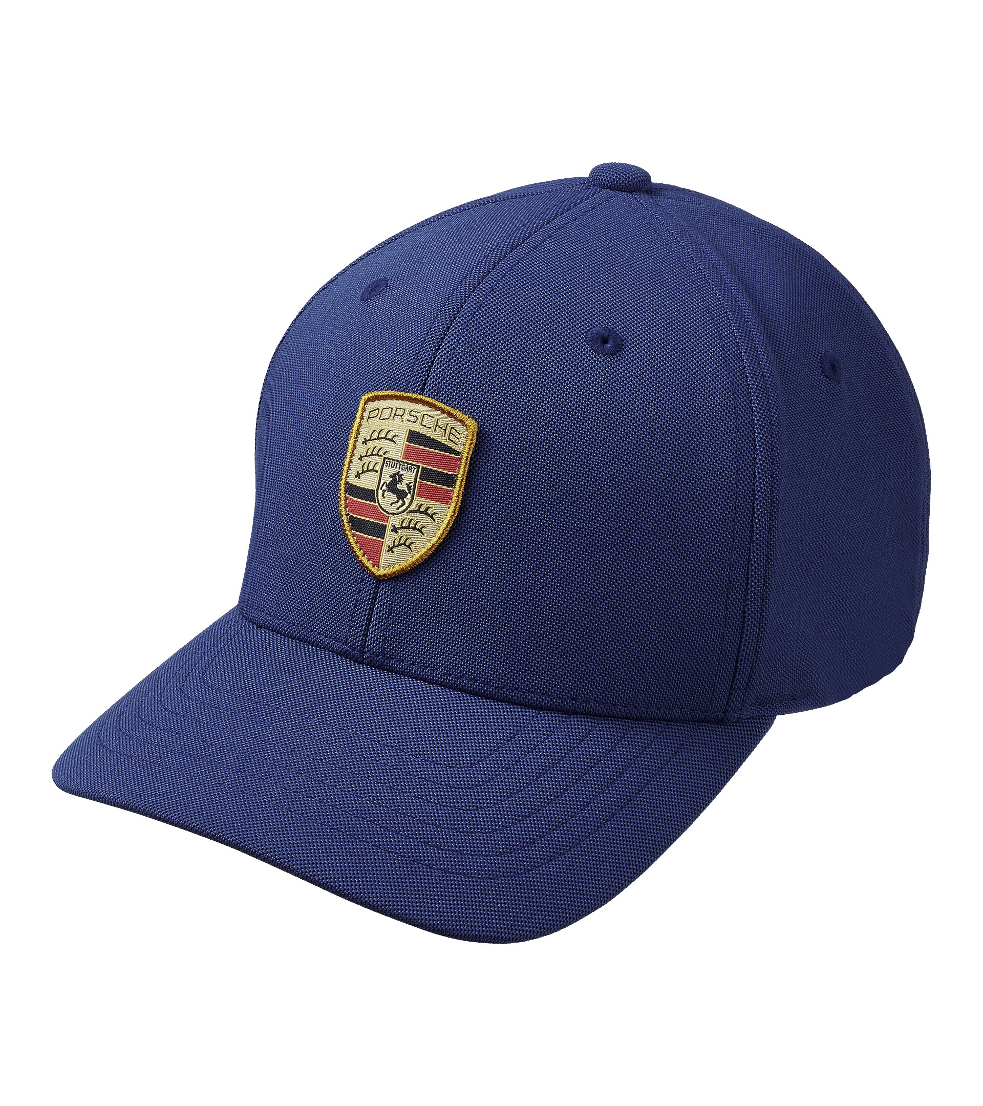 Porsche Crest FlexFit Hat - Navy Blue: RACCAR Automotive